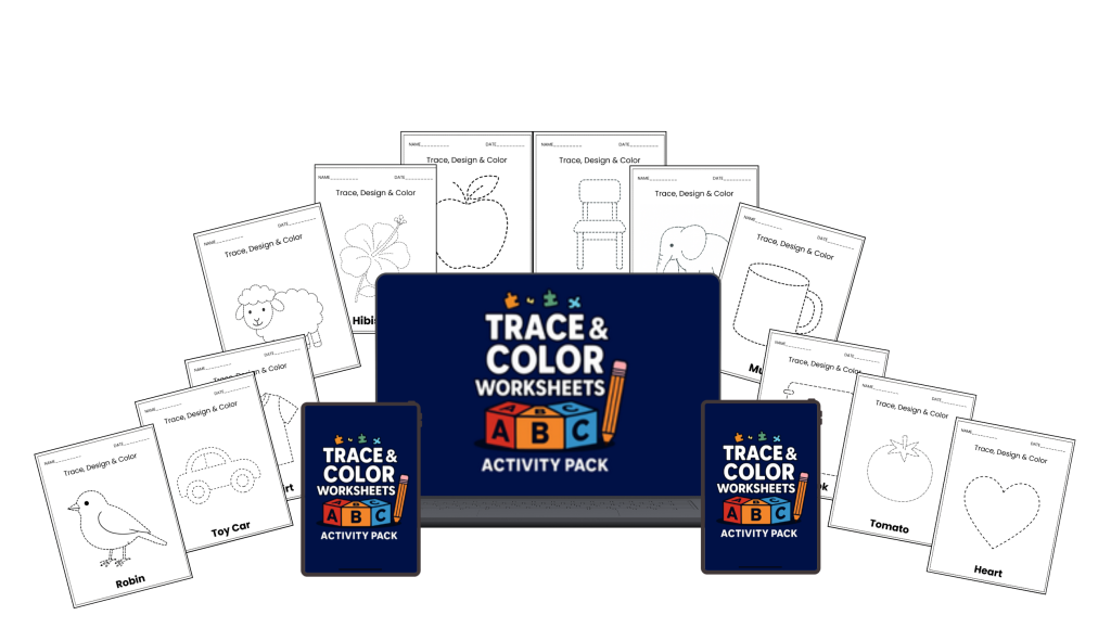 Trace And Color Worksheets - Color & Word Activity Pack - Self Help 4 U